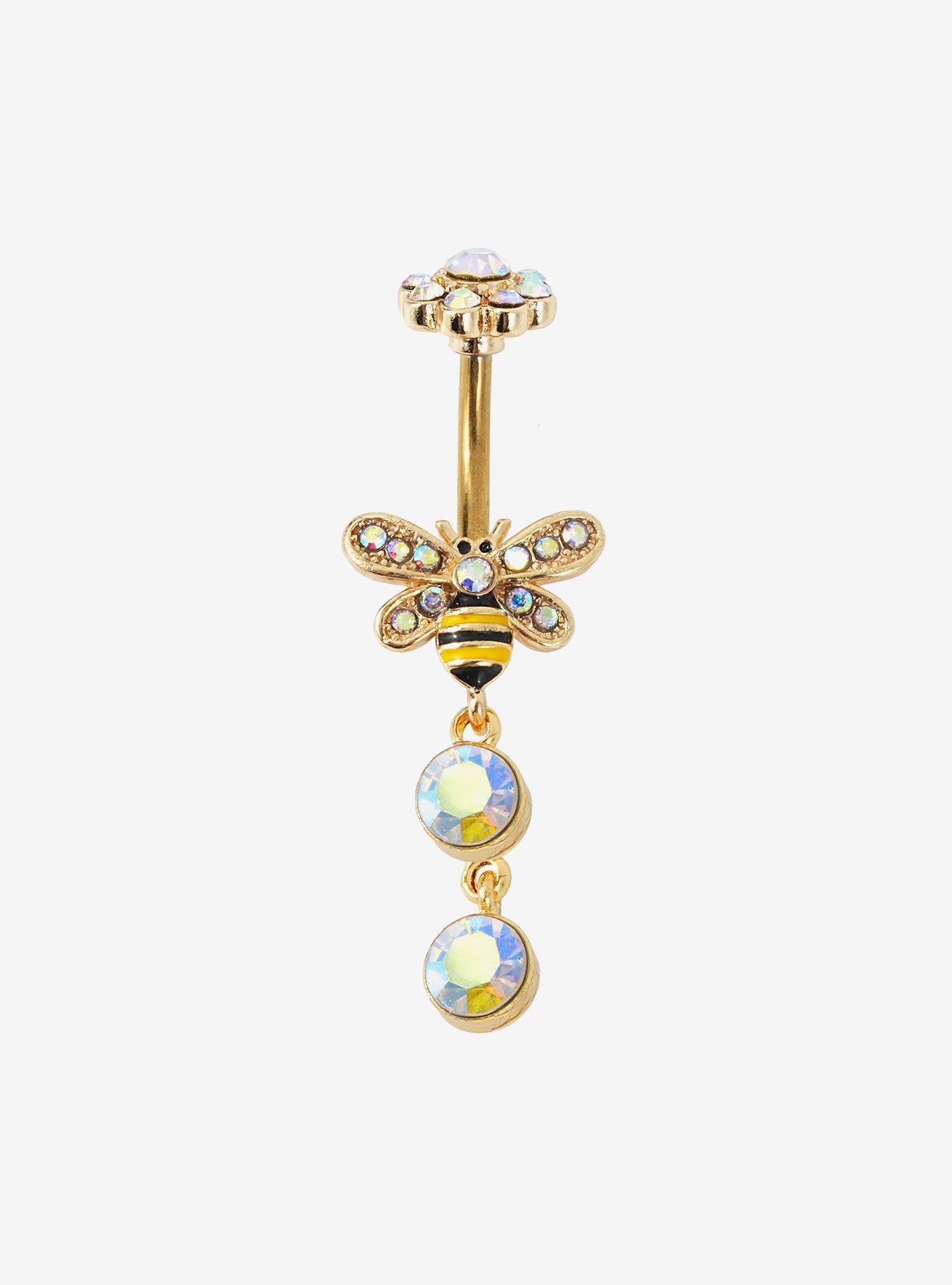 14G Steel Bee Gem Navel Barbell | Hot Topic