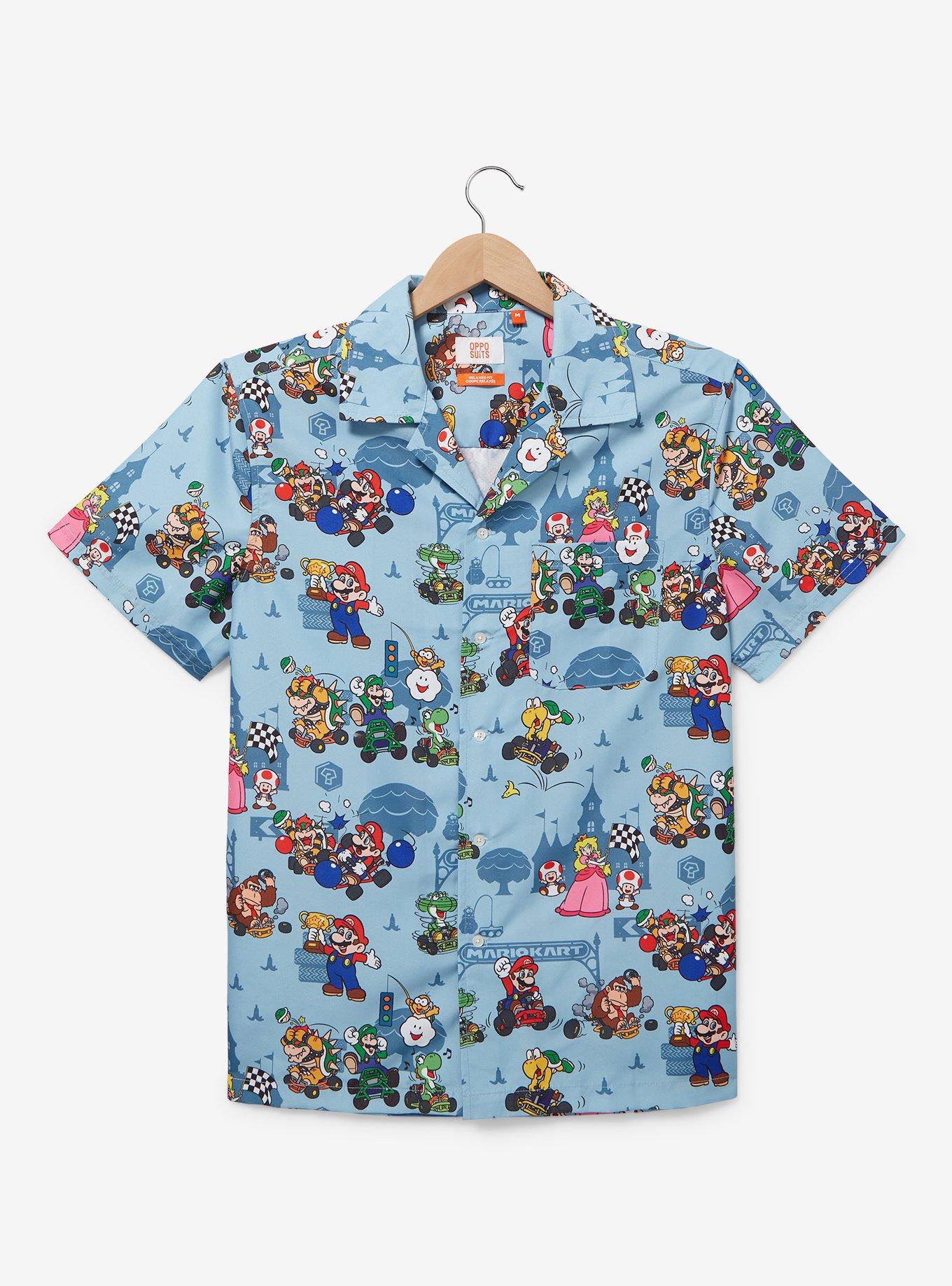 OppoSuits Nintendo Mario Kart Characters Allover Print Woven Button-Up ...