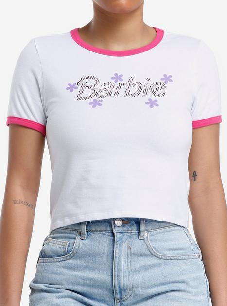 Barbie Rhinestone Logo Ringer Girls Baby T-Shirt | Hot Topic