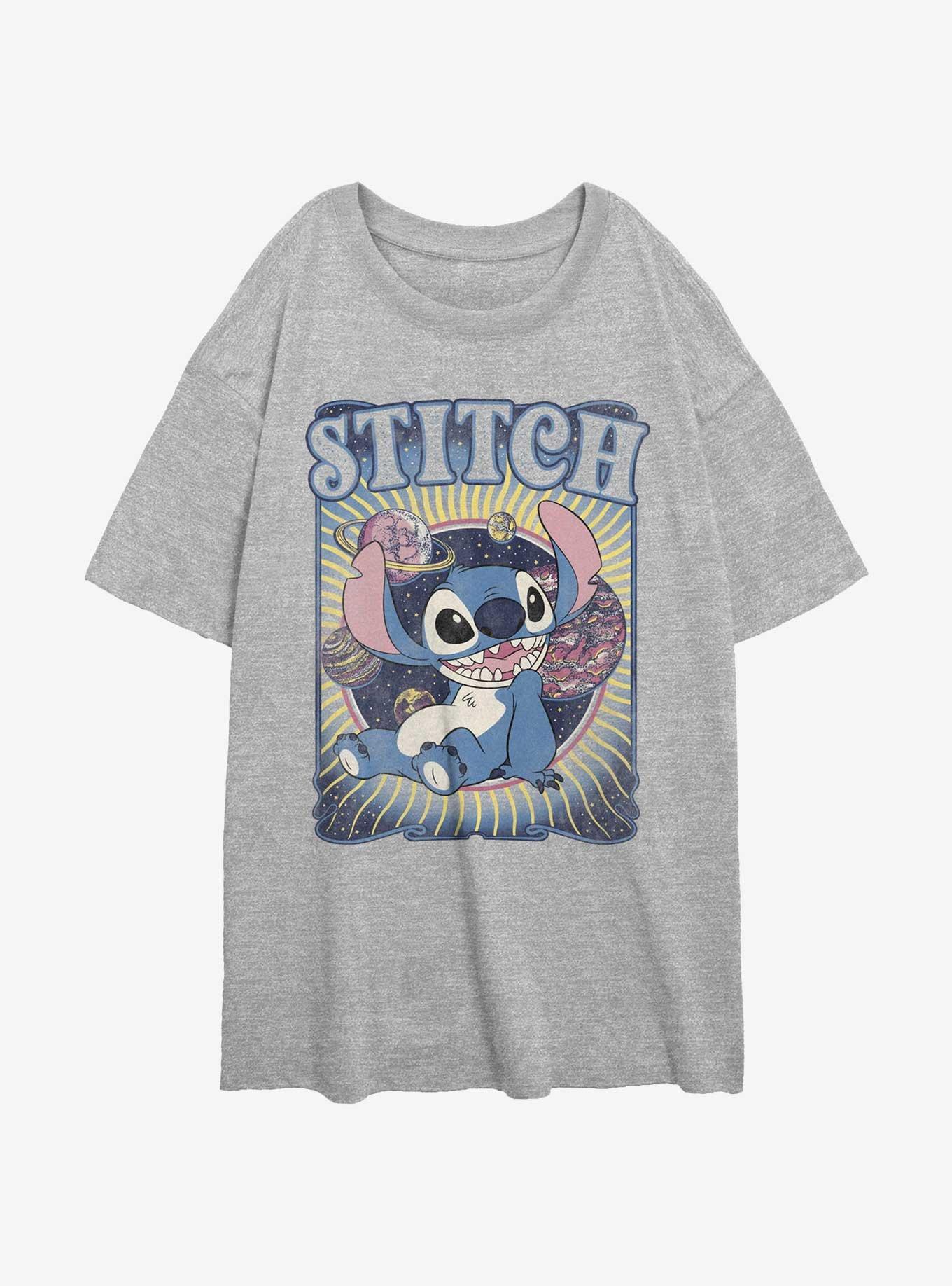 Disney Lilo & Stitch Groovy Stitch Womens Oversized T-Shirt - GREY ...