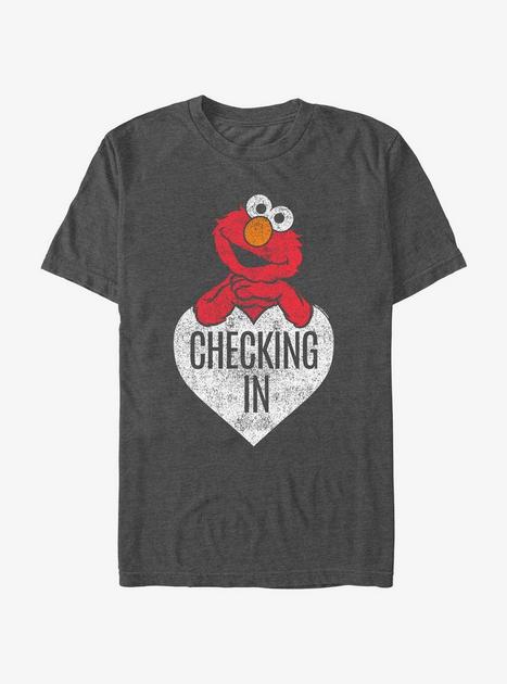 Sesame Street Elmo Checking In White T-Shirt - GREY | Hot Topic