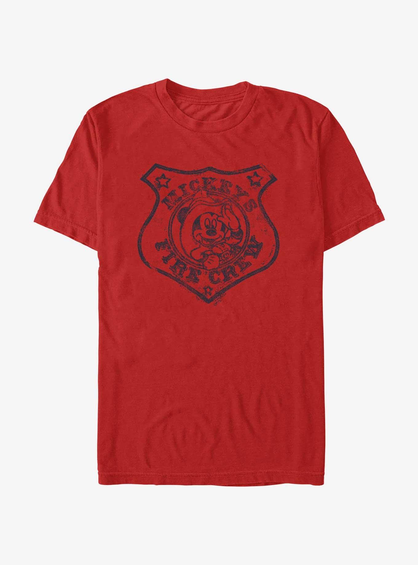 Disney Mickey Mouse Mickey's Fire Crew Badge T-Shirt - RED | BoxLunch