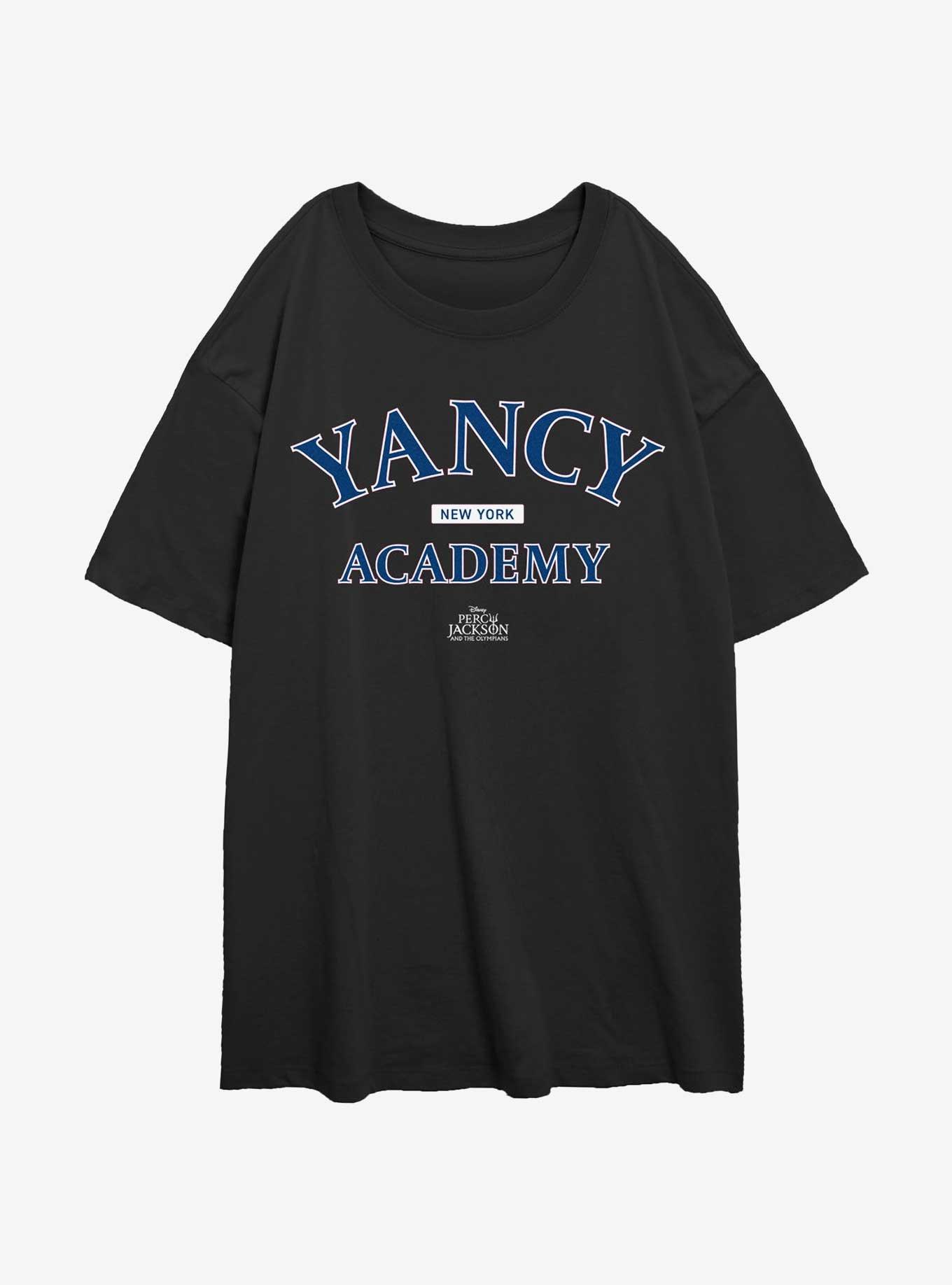 Disney Percy Jackson And The Olympians Yancy Academy Logo Womens Oversized T-Shirt - BLACK ...