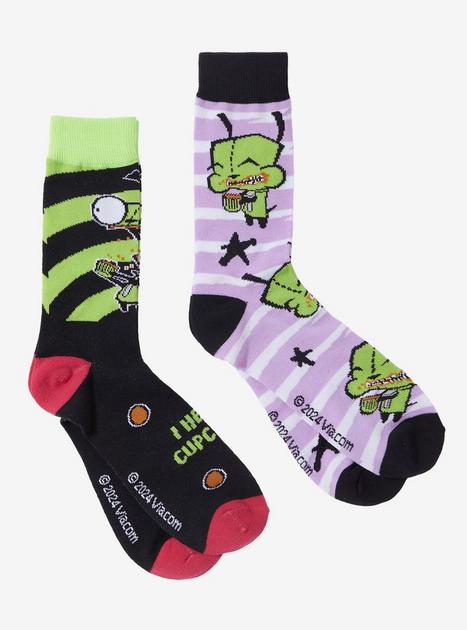 Invader Zim GIR Stripe Crew Socks 2 Pair | Hot Topic
