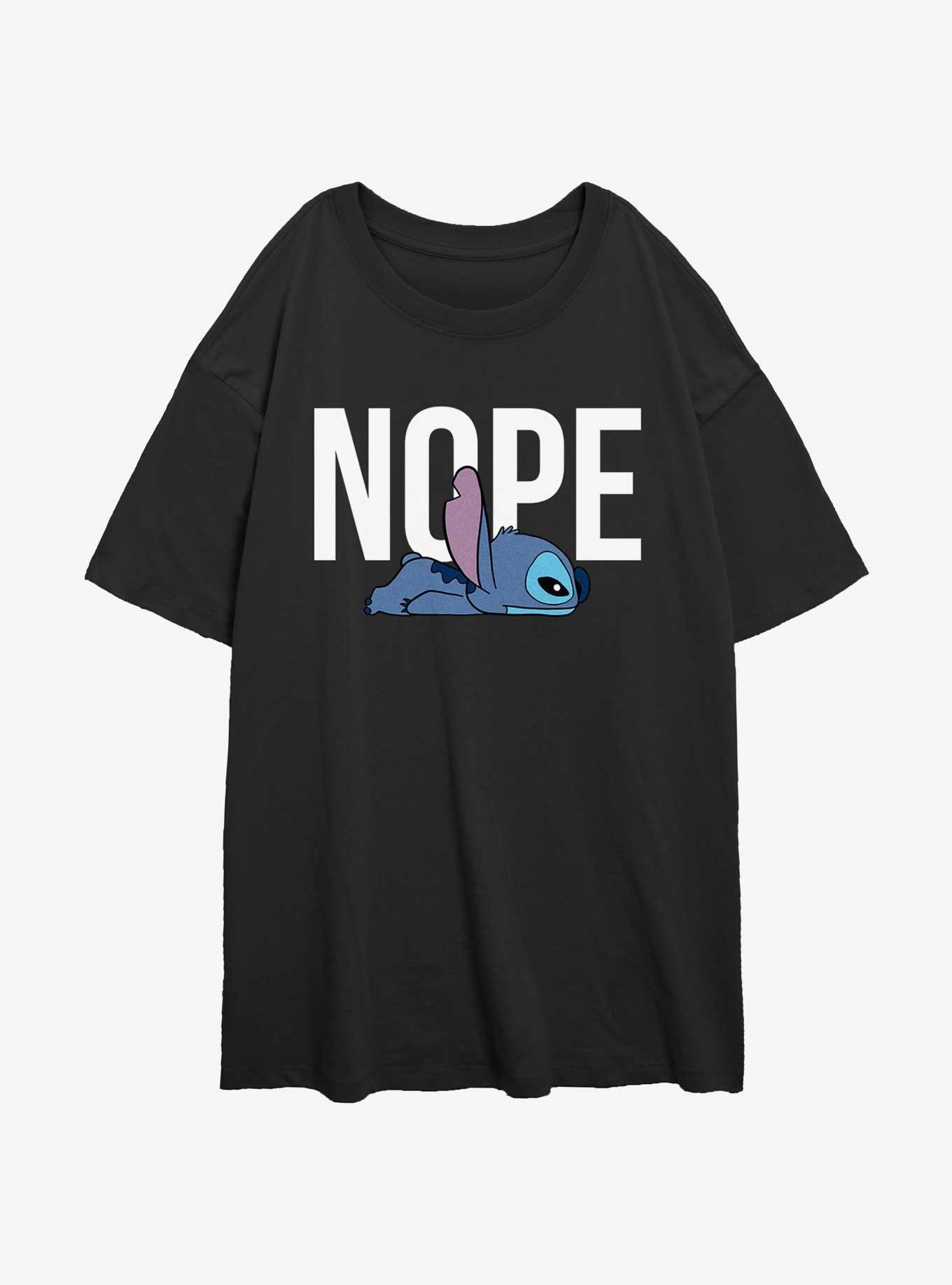 Disney Lilo & Stitch Nope Stitch Womens Oversized T-Shirt - BLACK ...