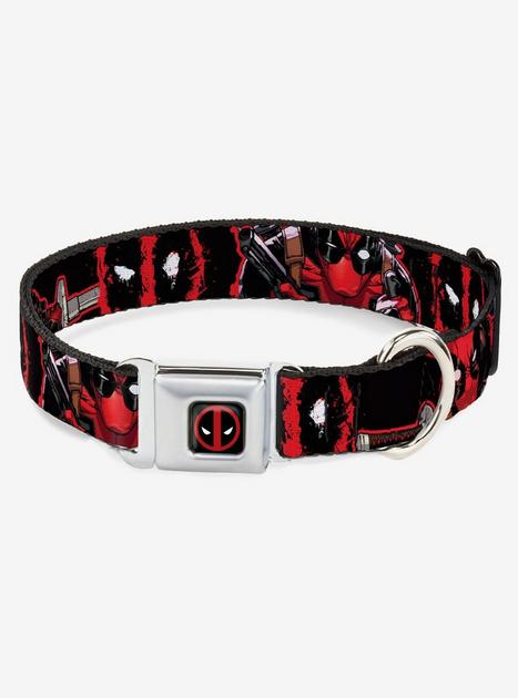 Marvel Deadpool Action Poses Splatter Logo Seatbelt Buckle Dog Collar ...