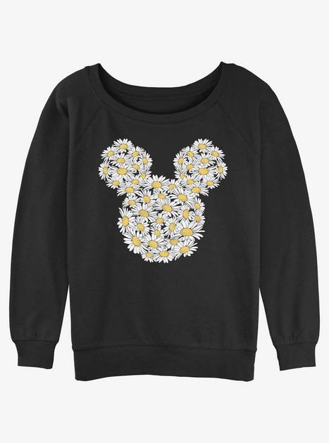 Disney Mickey Mouse Flower ears Womens Slouchy Sweatshirt - BLACK ...