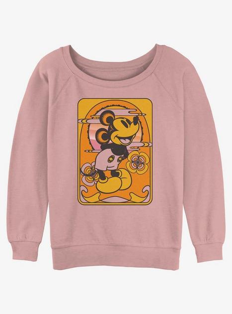 Disney Mickey Mouse Sunset Mickey Womens Slouchy Sweatshirt - PINK ...
