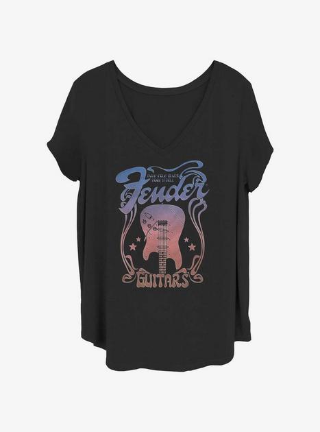 Fender Retro Guitar Poster Girls T-Shirt Plus Size - BLACK | Hot Topic