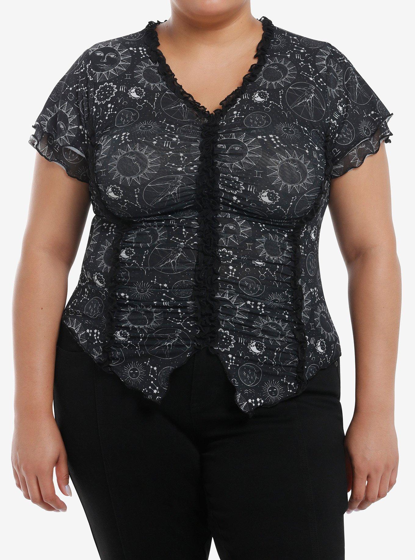 Cosmic Aura Celestial Ruffle Trim Girls Crop Top Plus Size Hot Topic
