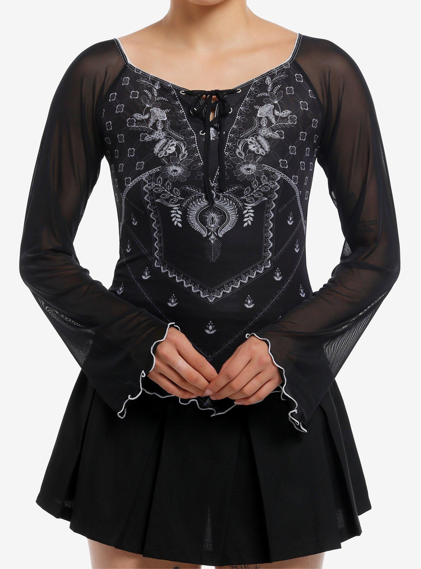 Cosmic Aura Floral Bandana Print Bell Sleeve Girls Top | Hot Topic