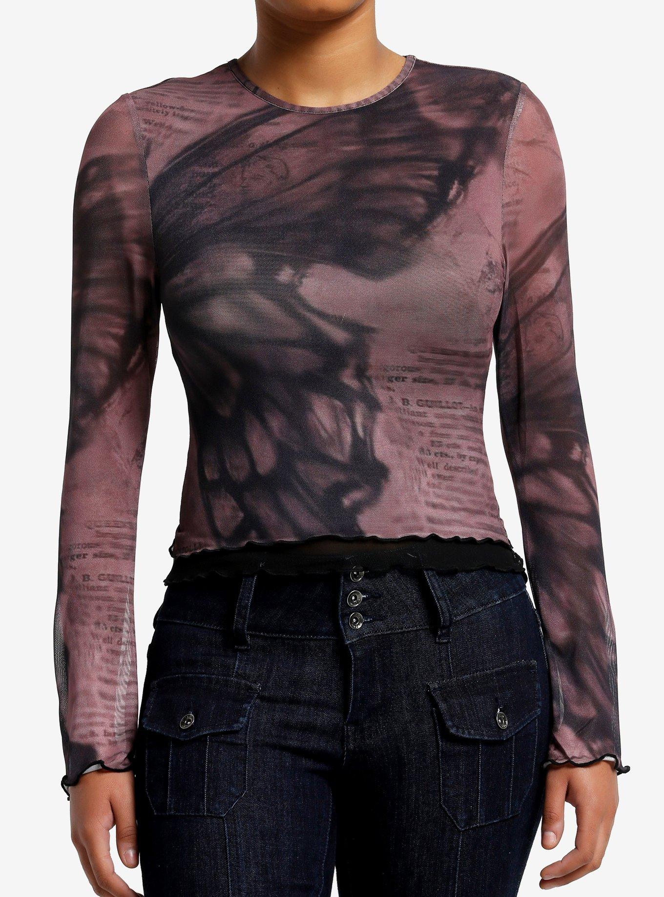 Brown Butterfly Mesh Girls Long-Sleeve Top | Hot Topic