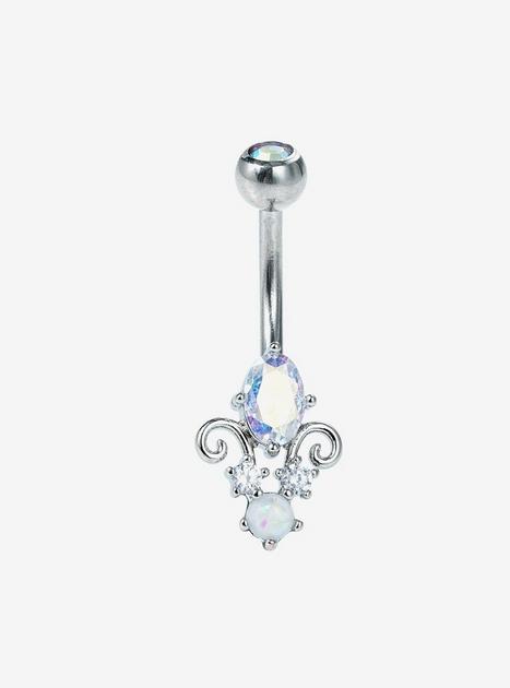 14G Steel Silver Filigree Gem Navel Barbell | Hot Topic