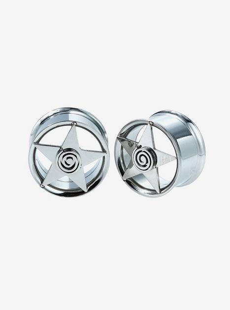 Steel Silver Spiral Star Plug 2 Pack | Hot Topic