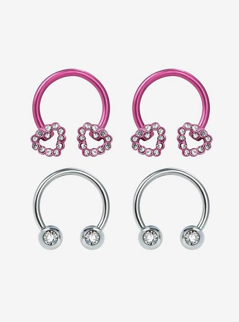 Steel Heart Rhinestone Gem Curved Barbell 4 Pack | Hot Topic