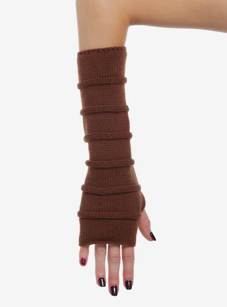 Brown Texture Knit Arm Warmers | Hot Topic
