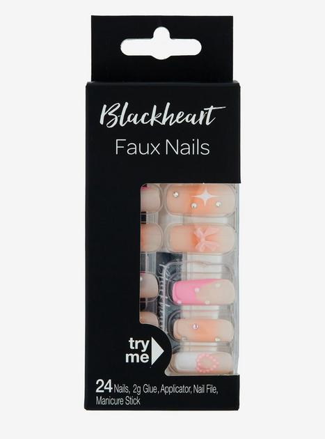 Blackheart Pink Bow Heart Press-On Nails | Hot Topic