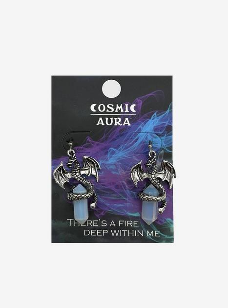 Cosmic Aura Dragon Wrapped Faux Crystal Drop Earrings | Hot Topic