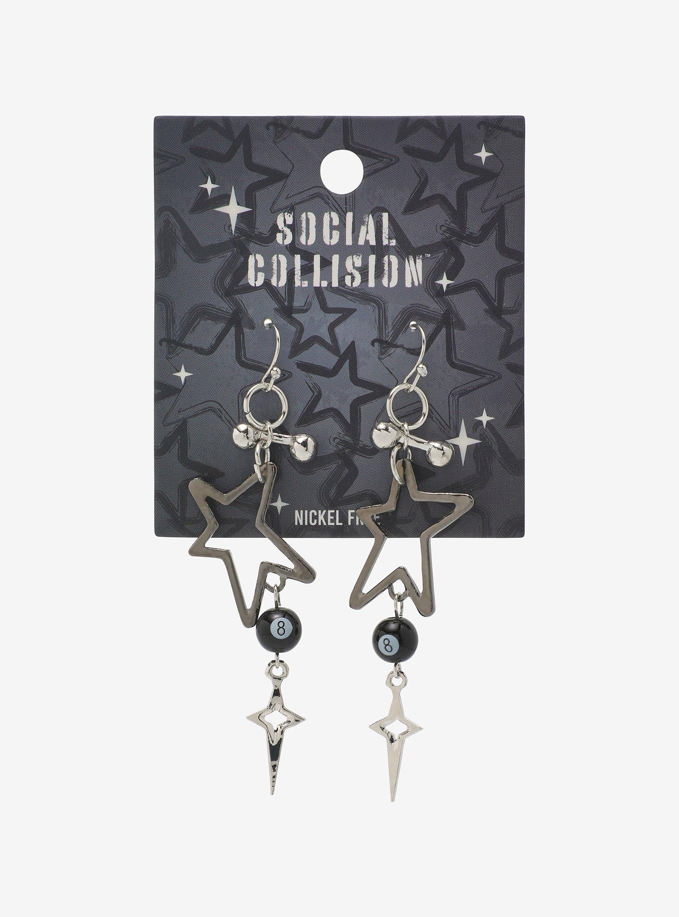 Social Collision Star Pendant 8 Ball Earrings | Hot Topic