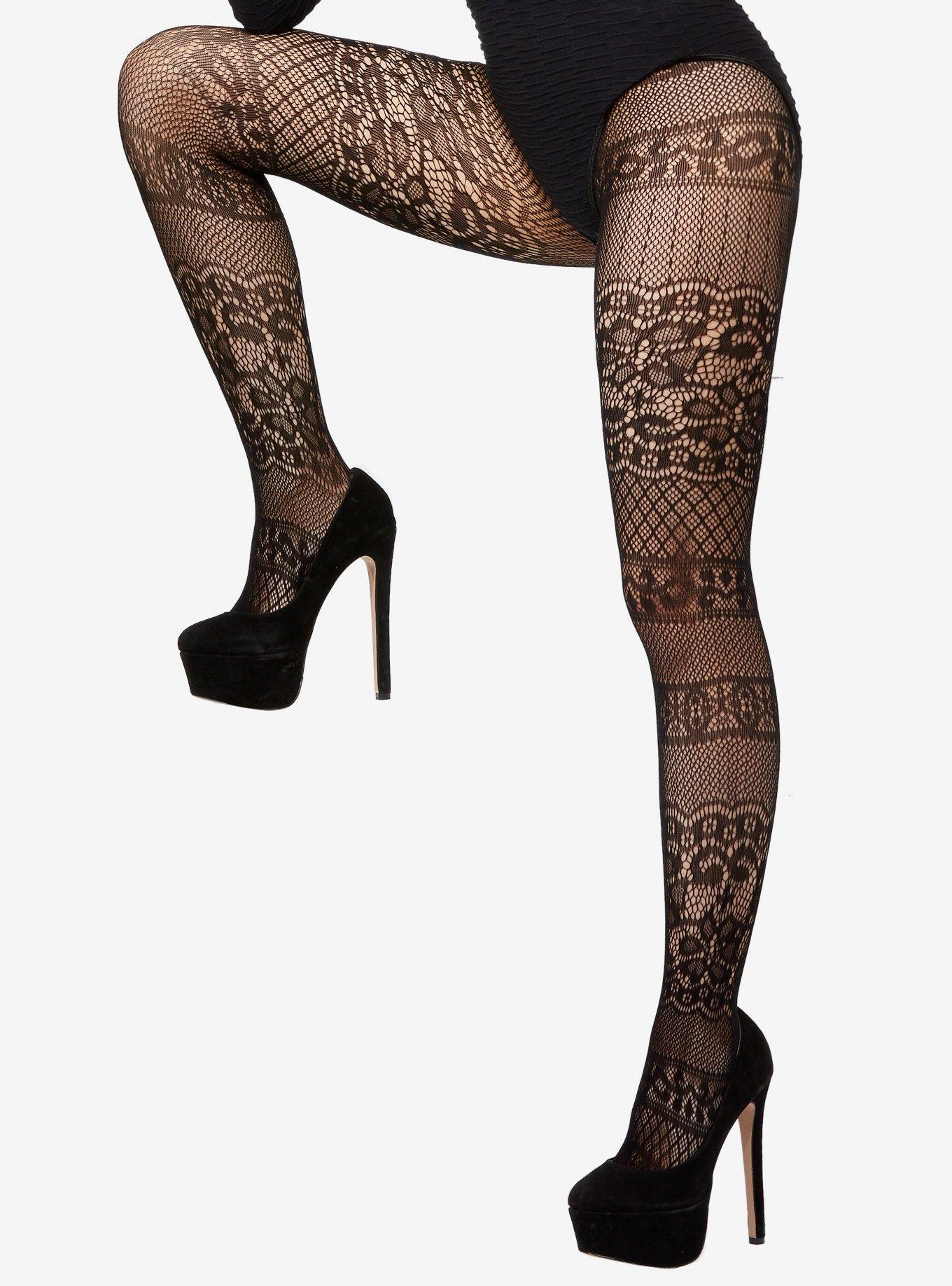 Detailed Crochet Tights Hot Topic