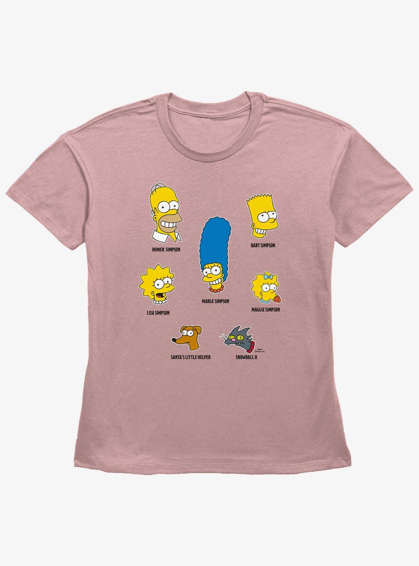 The Simpsons Family Faces Womens Straight Fit T-Shirt - PINK | BoxLunch