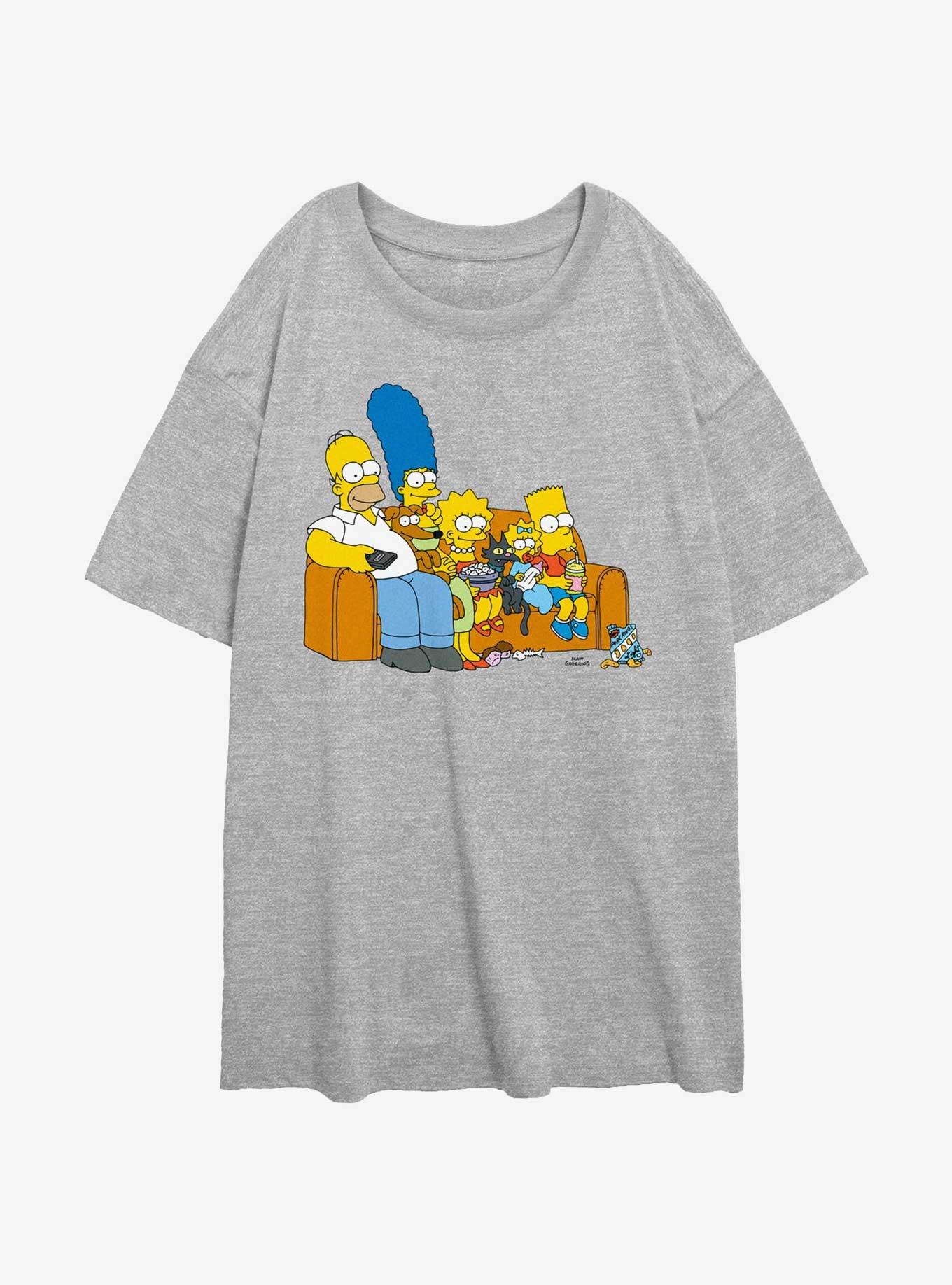 The Simpsons Family Couch Womens Oversized T-Shirt - GREY | BoxLunch