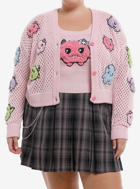 Sweet Society Fuzzy Monster Girls Cardigan & Tank Top Set Plus Size ...