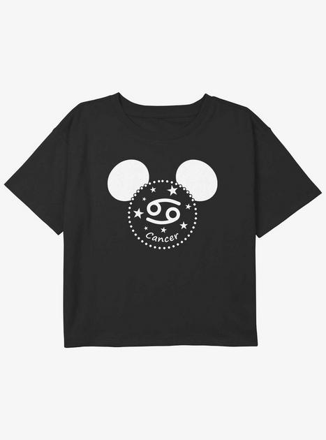Disney Mickey mouse Cancer Youth Girls Boxy Crop T-Shirt - BLACK | BoxLunch