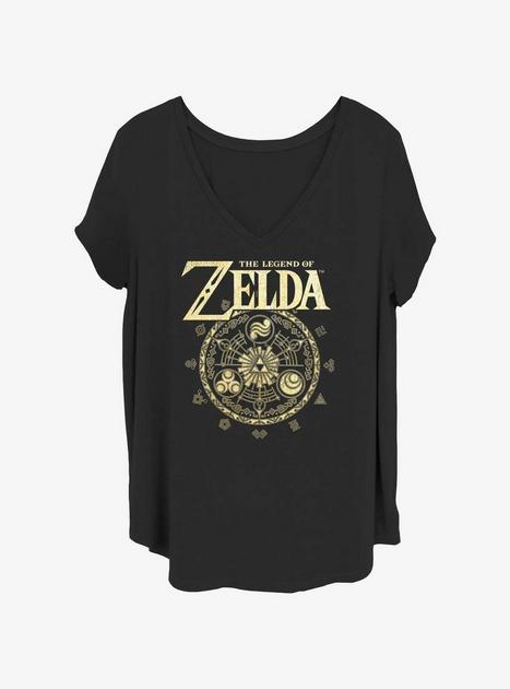 Nintendo Zelda Circle Badge Womens T-Shirt Plus Size - BLACK | BoxLunch