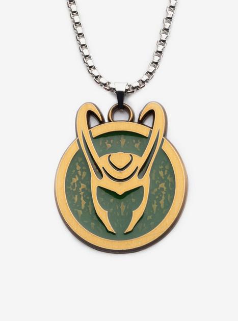 Marvel LOKI Helmet Medallion Symbol Necklace | Hot Topic