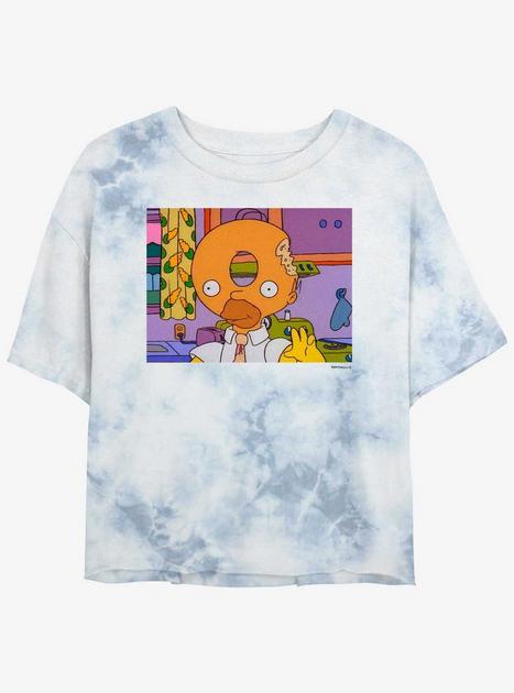 The Simpsons Donut Head Homer Girls Tye-Dye Crop T-Shirt - MULTI | Hot ...