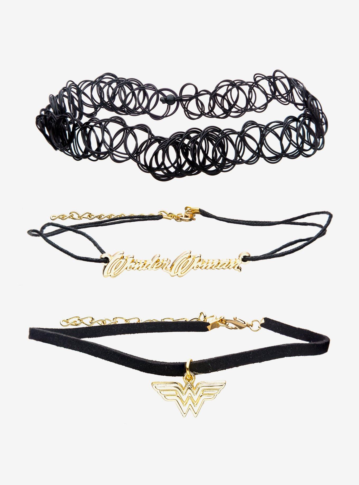 Dc Comics Wonder Woman Logo Elastic Tattoo And Cord Choker Set Boxlunch