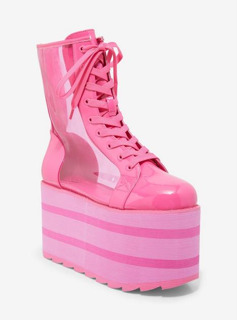 YRU Pink Transparent Platform Sneakers | Hot Topic