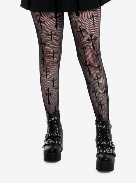 Leg Avenue Black Cross Fishnet Tights | Hot Topic