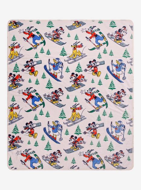 Disney Mickey Mouse & Friends Skiing Allover Print Fleece Throw ...
