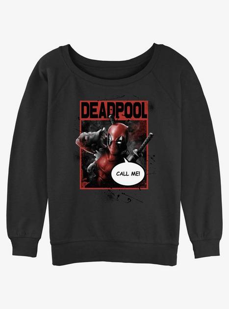 Marvel Deadpool Call Me Poster Girls Slouchy Sweatshirt - BLACK | Hot Topic