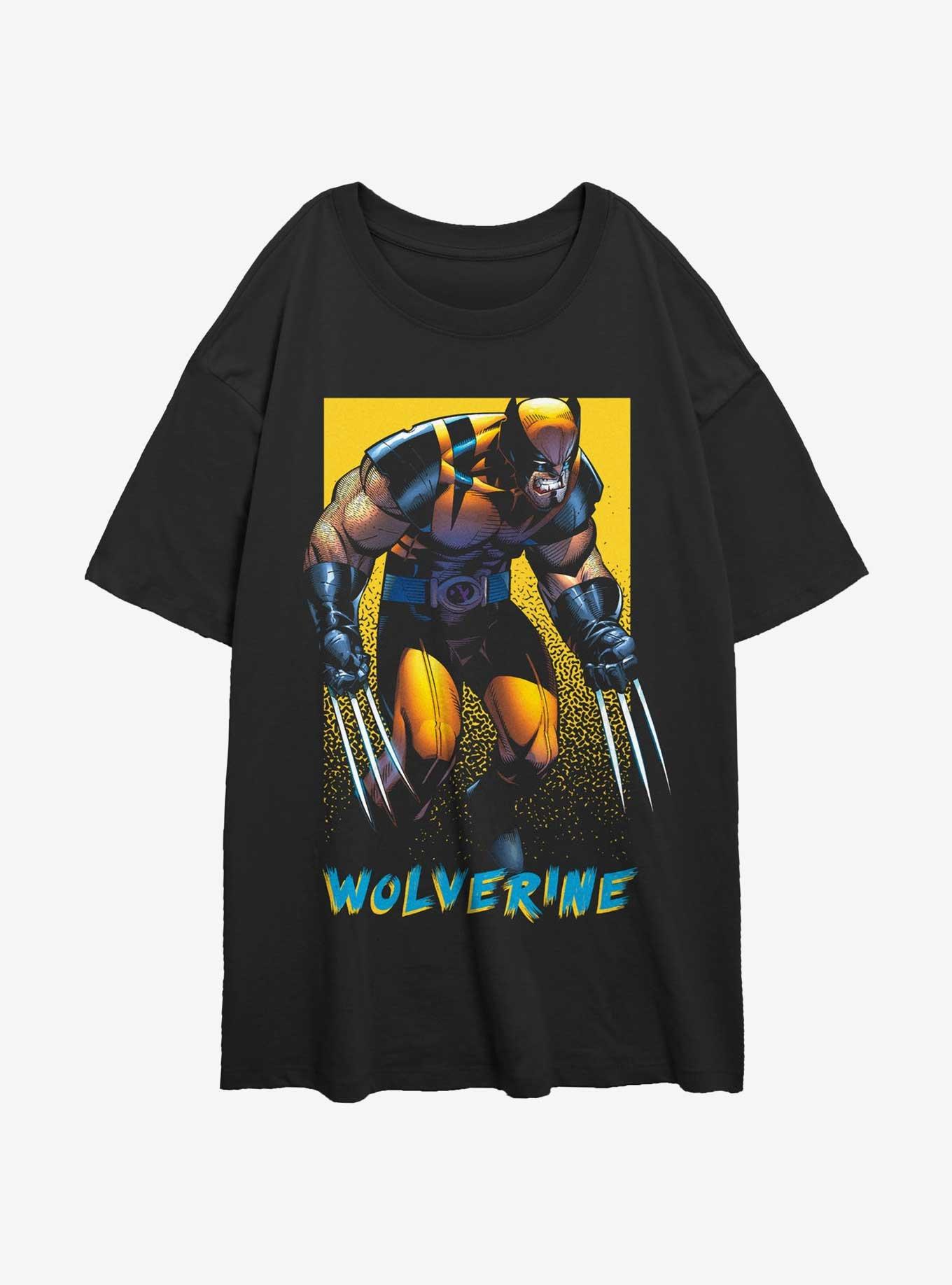 Wolverine Claws Out Poster Womens Oversized T-Shirt - BLACK | BoxLunch