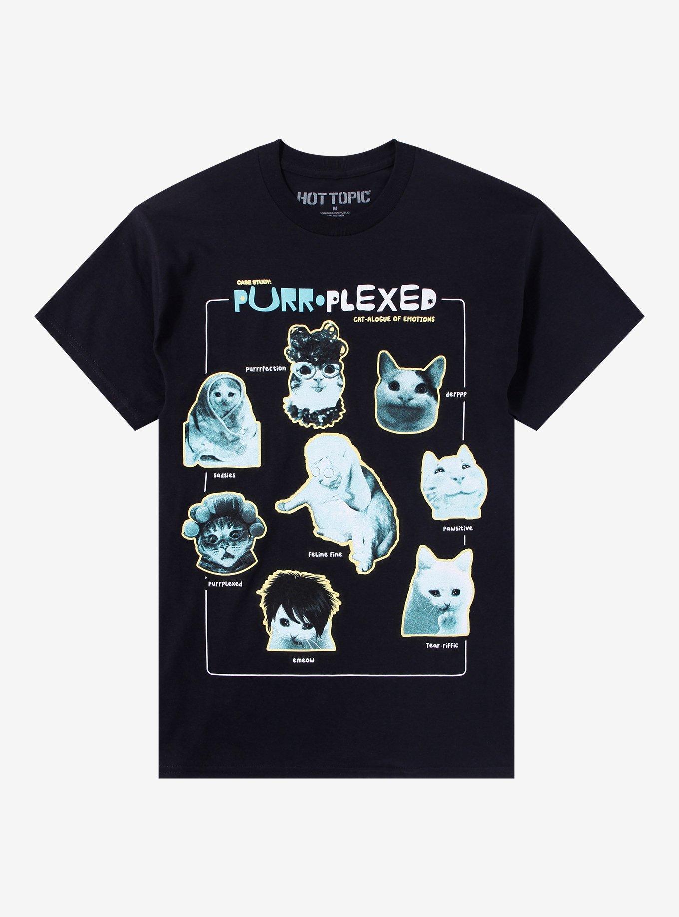 Purr-plexed Cat Info T-Shirt | Hot Topic