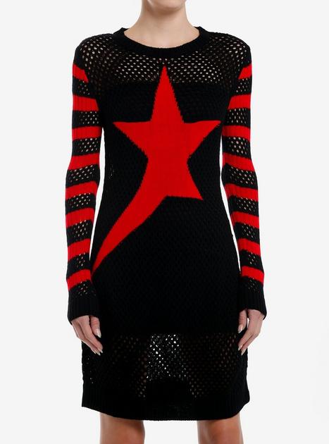 Black & Red Star Stripe Knit Sweater Dress | Hot Topic