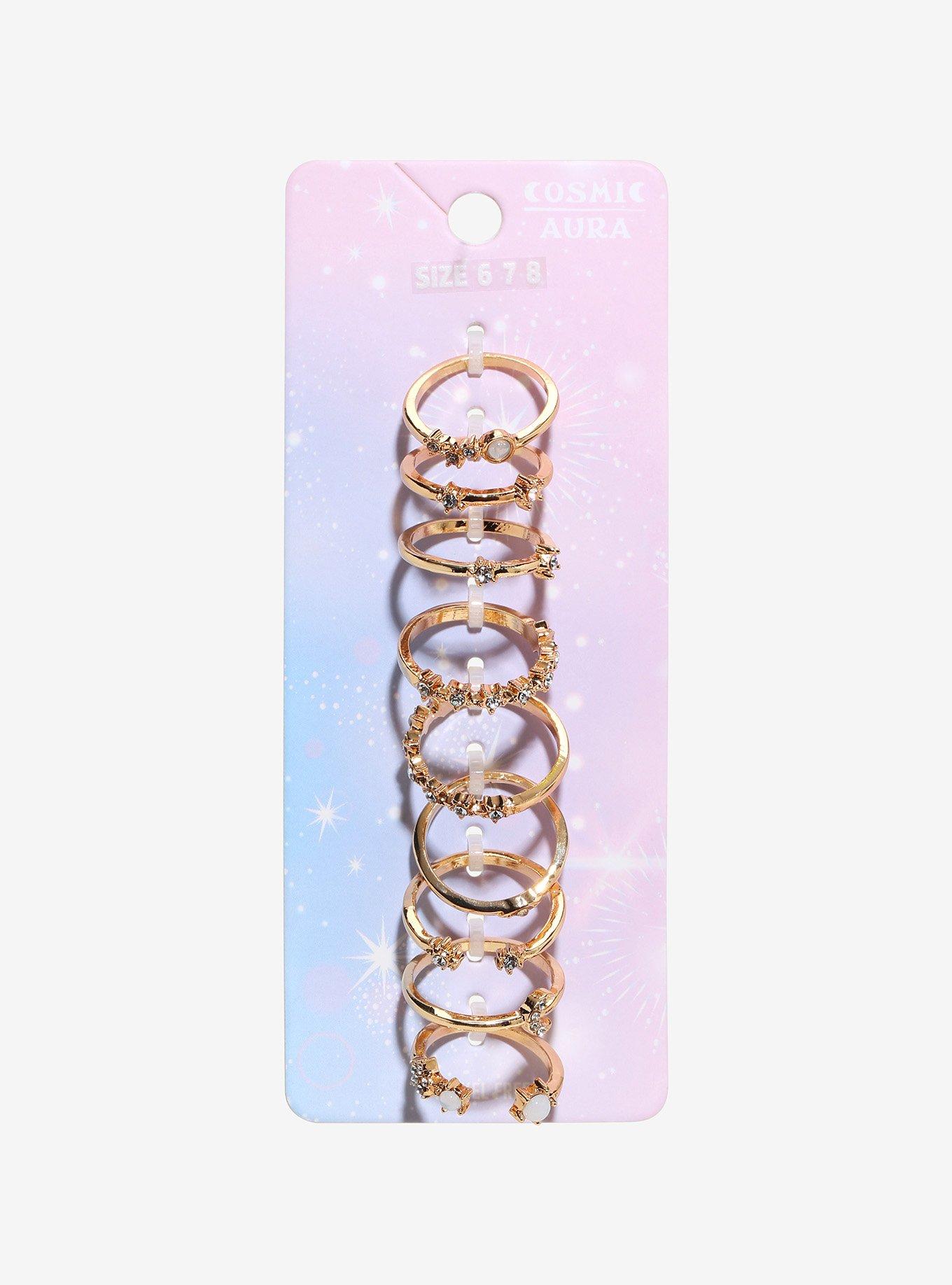 Cosmic Aura Celestial Gem Stacking Ring Set | Hot Topic