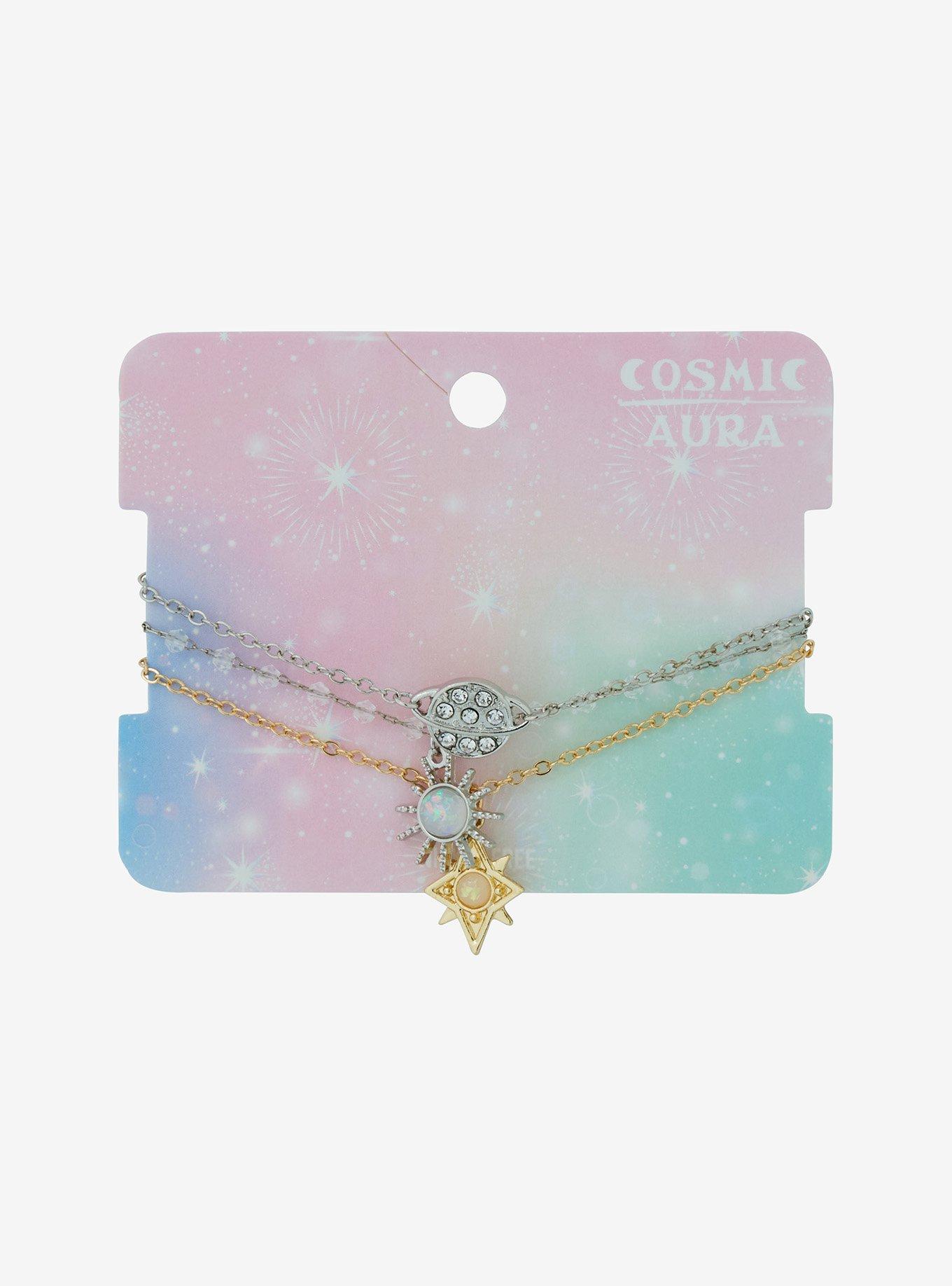 Cosmic Aura Celestial Planet Gem Chain Bracelet Set | Hot Topic