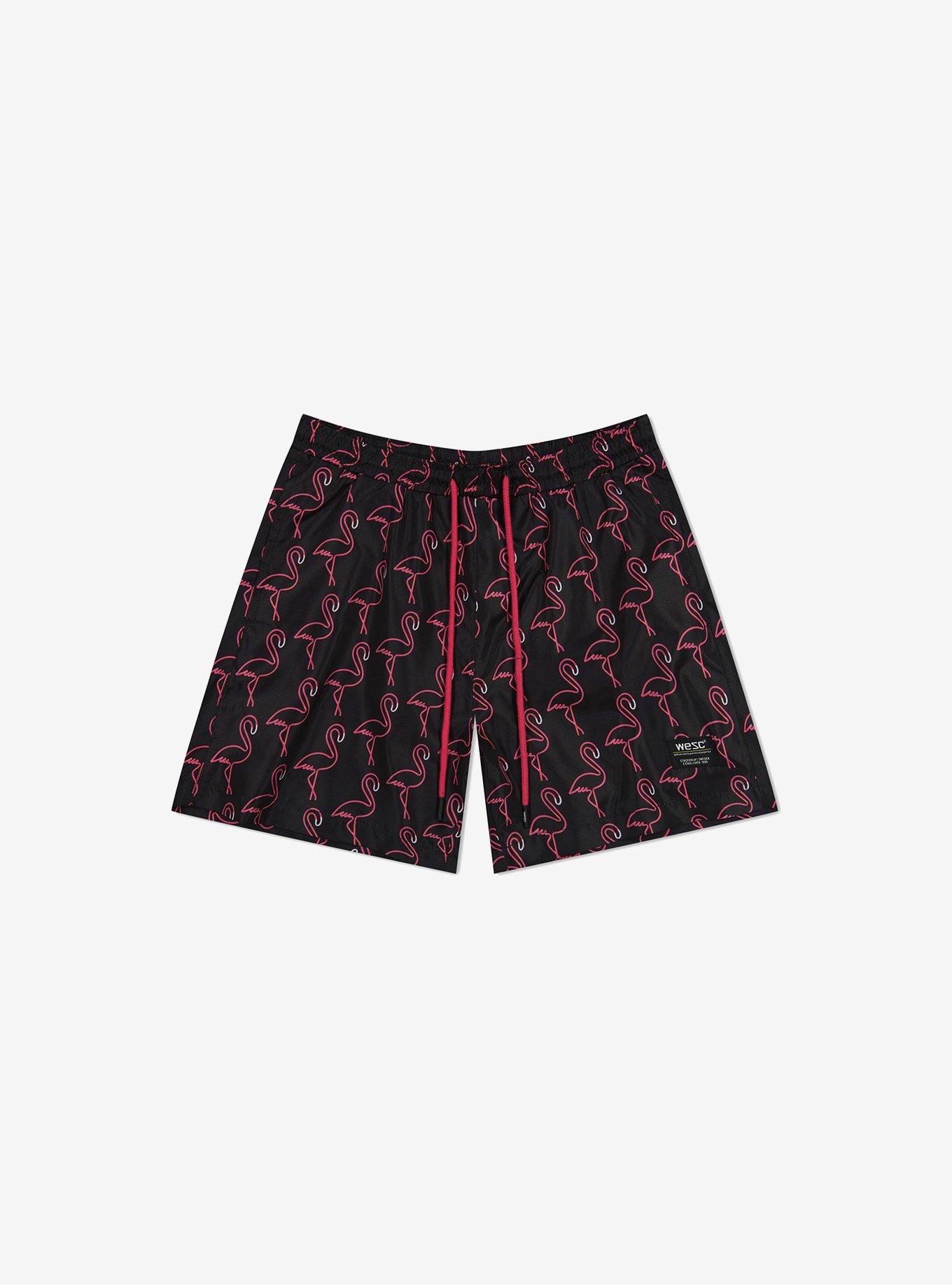 WeSC Zack Swim Trunk Neon Flamingo AOP | Hot Topic