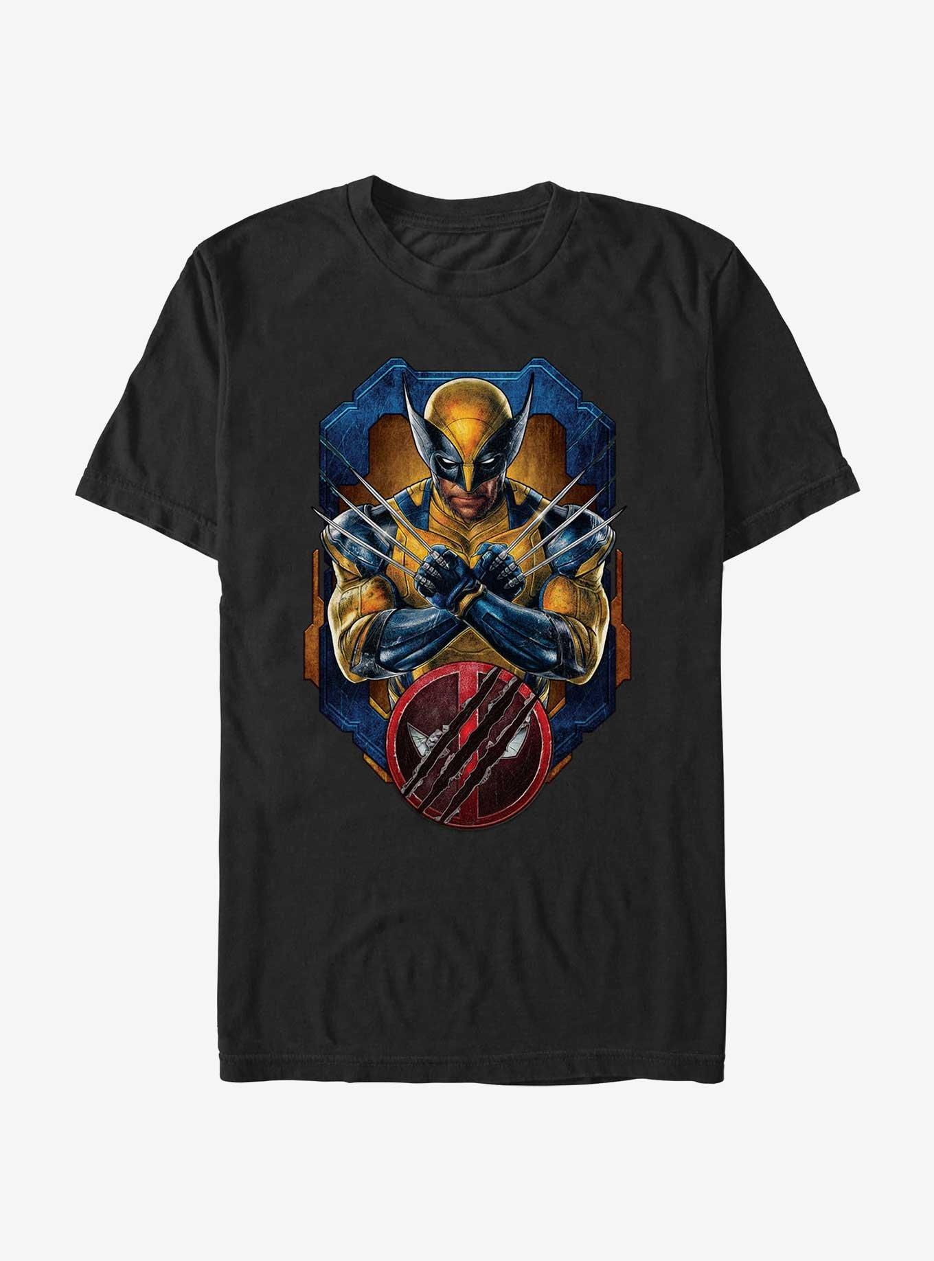 Marvel Deadpool & Wolverine Wolverine Pose Badge T-Shirt - BLACK | BoxLunch