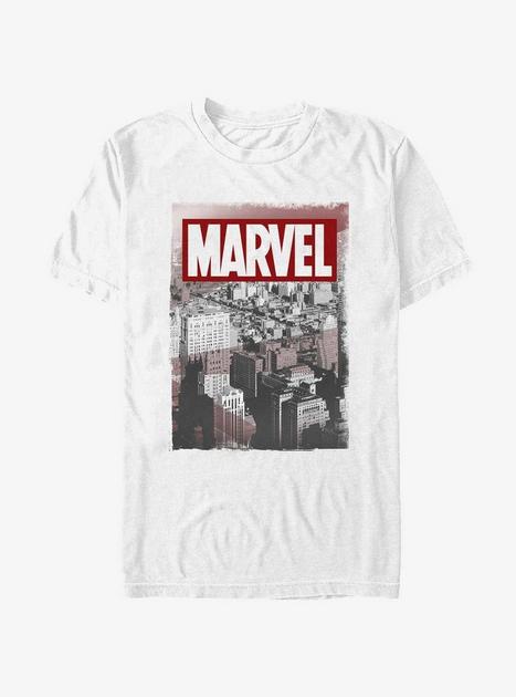 Marvel Cityscape Poster T-Shirt - WHITE | BoxLunch