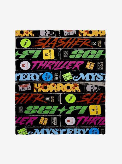 Hot Topic VHS Horror Movie Club Throw Blanket - WHITE | Hot Topic