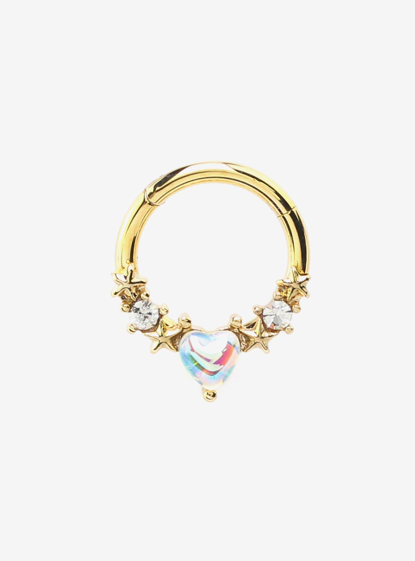 Steel Gold Heart Star Bling Hinged Clicker | Hot Topic