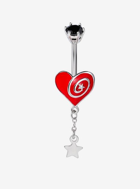 Steel Silver Red Swirl Heart Curved Barbell | Hot Topic