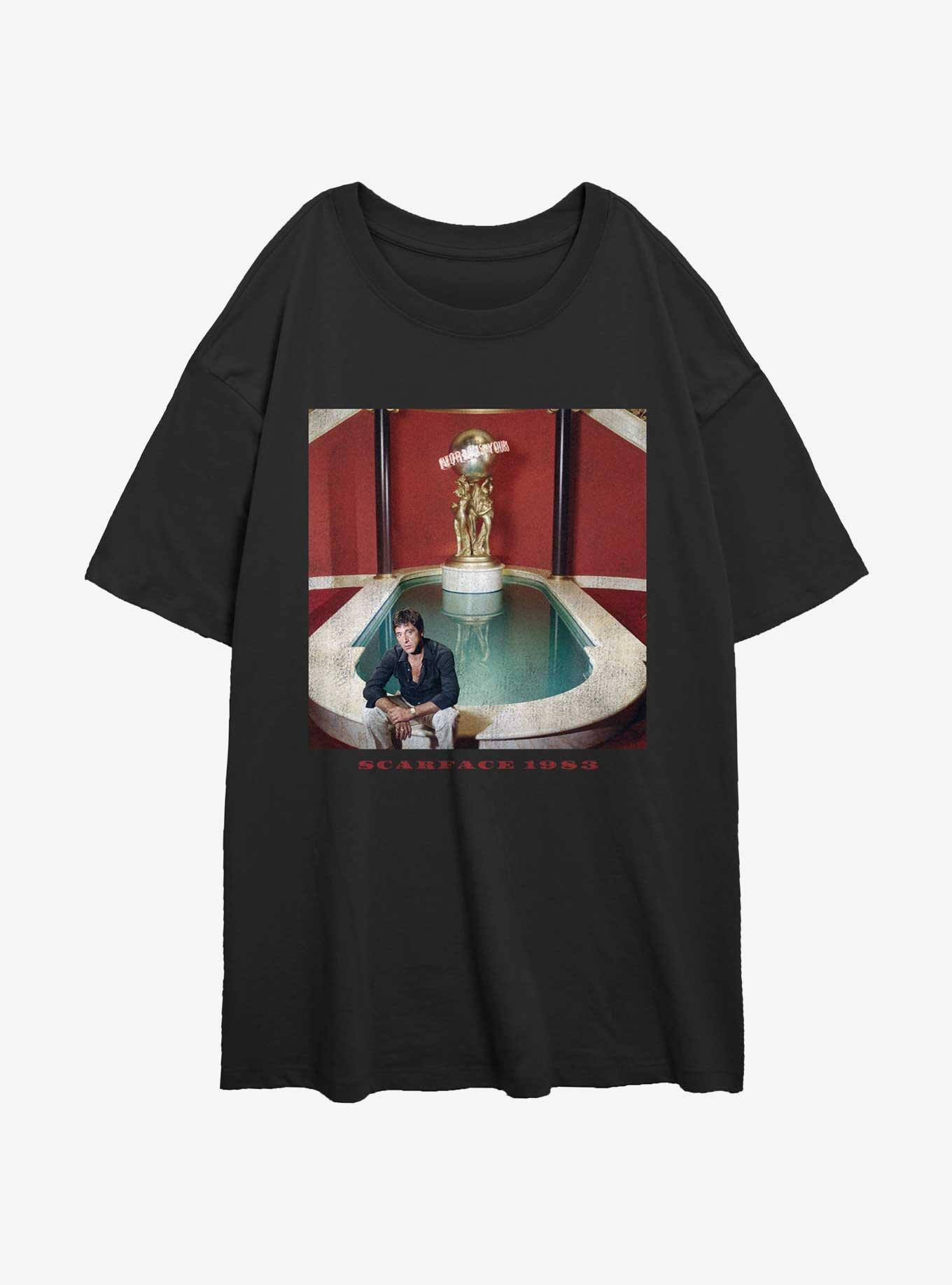 Scarface 1983 Fountain Portrait Womens Oversized T-Shirt - BLACK | BoxLunch