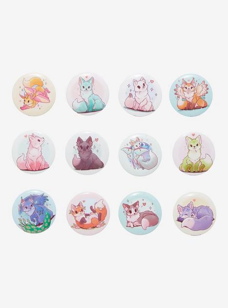 Mystical Fox Blind Box Button 2 Pack By Naomi Lord Art | Hot Topic