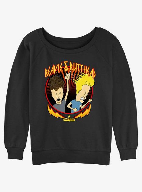 Beavis And Butthead Rock Heads Girls Slouchy Sweatshirt Black Hot Topic